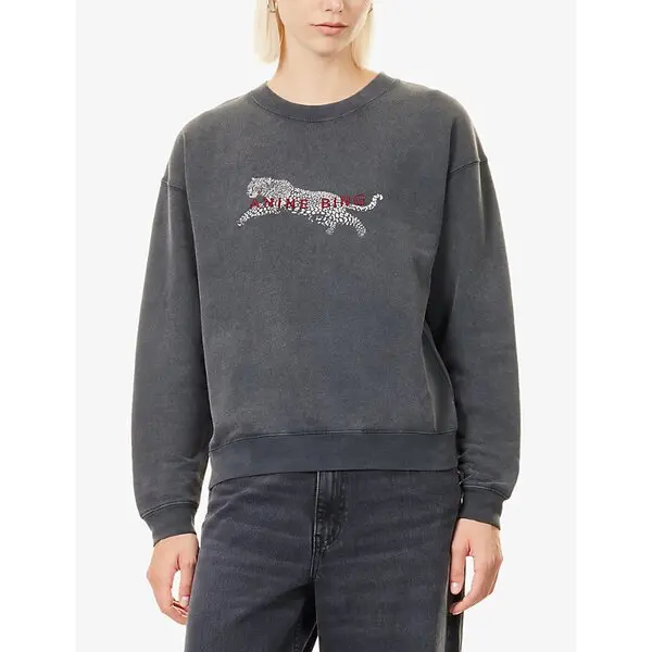 ANINE BING Spencer Embroidered Logo Sweatshirt