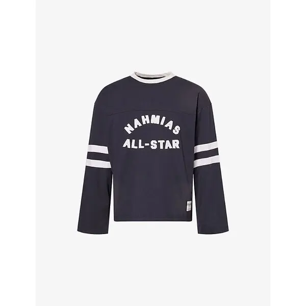 NAHMIAS All Star Varsity Long-sleeve Cotton-jersey T-shirt - Black