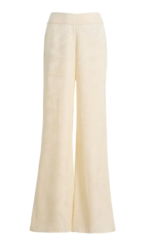 Johanna Ortiz Wide-leg Palm Leaf Jacquard Trousers - Ivory