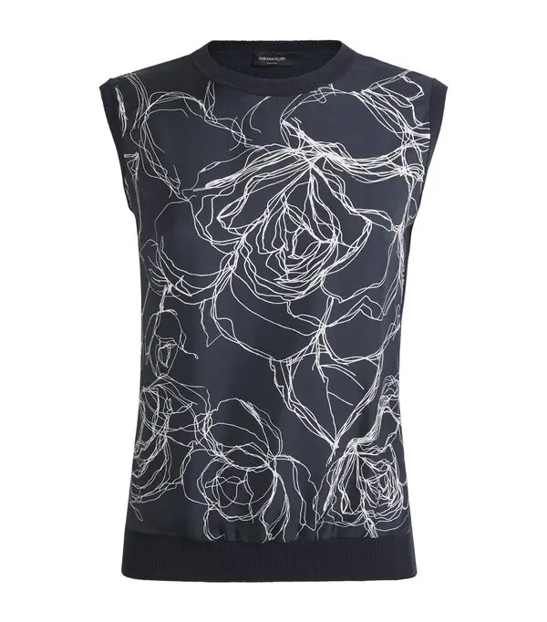 Fabiana Filippi Silk-blend Floral Sleeveless Blouse - Blue