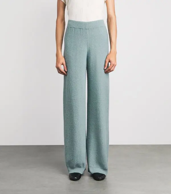 Fabiana Filippi Wool-silk Blend Embellished Wide-leg Trousers - Green