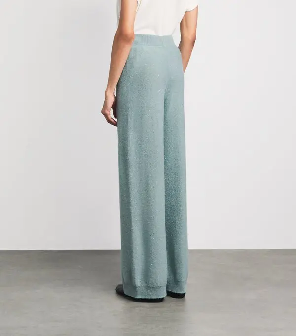 Fabiana Filippi Wool-silk Blend Embellished Wide-leg Trousers - Green