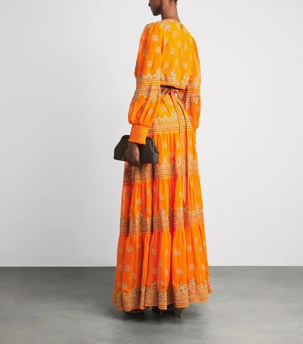 Alice + Olivia Embellished Ruffled Maxi Dress