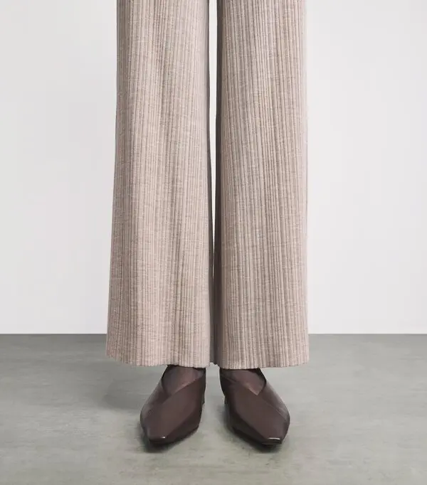 Agnona Cashmere-wool-silk Wide-leg Ribbed Trousers