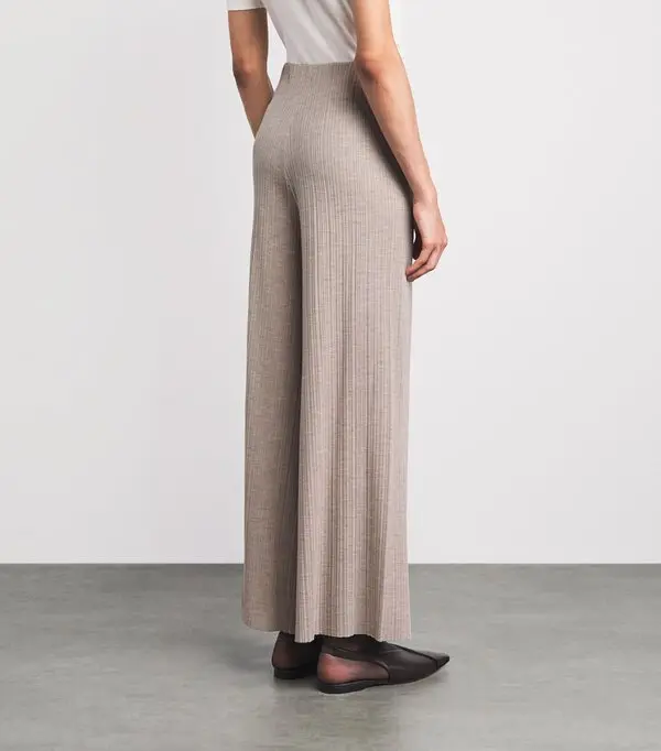 Agnona Cashmere-wool-silk Wide-leg Ribbed Trousers