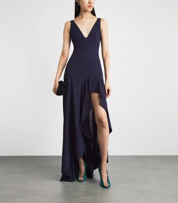 Stella McCartney Georgette Ruffled Asymmetric Gown