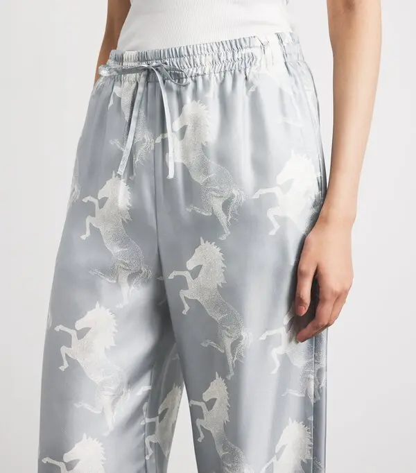 Stella McCartney Silk Horse Print Wide-leg Trousers