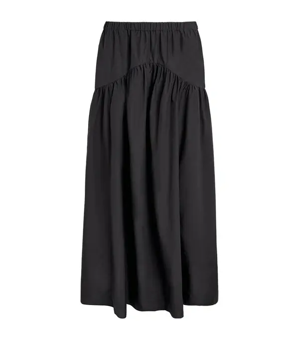 Theory Curved Yoke Midi Skirt - Black