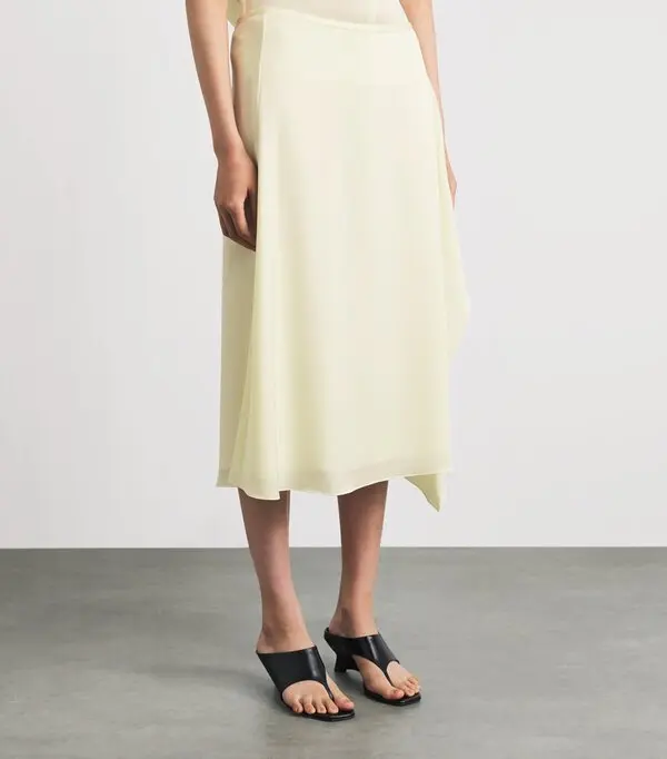 Theory Crushed Satin Draped Sarong Midi Skirt