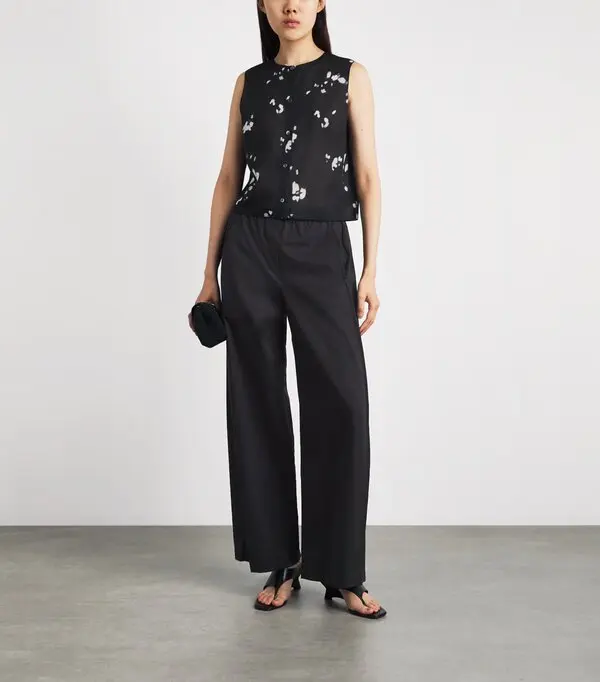 Theory Cotton Parachute Wide-leg Trousers - Black