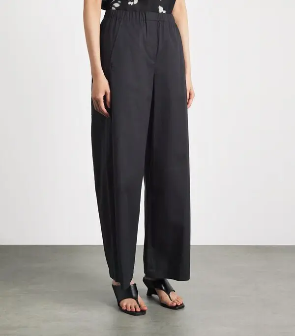 Theory Cotton Parachute Wide-leg Trousers - Black