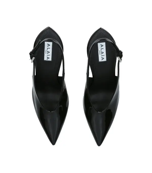 Alaïa Patent Leather Clog Wedge Slingback Pumps