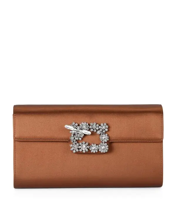 ROGER VIVIER Satin Efflorescence Envelope Clutch Bag