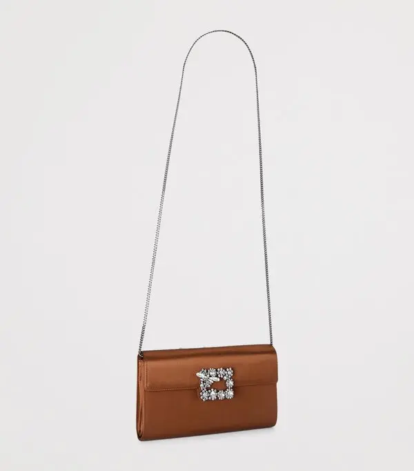 ROGER VIVIER Satin Efflorescence Envelope Clutch Bag