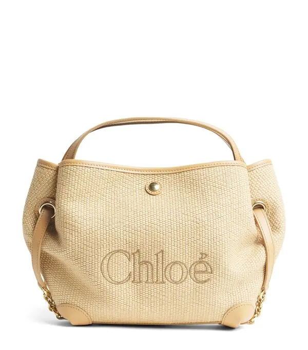 Chloé Small Raffia-effect Clover Carry Top-handle Bag - Brown