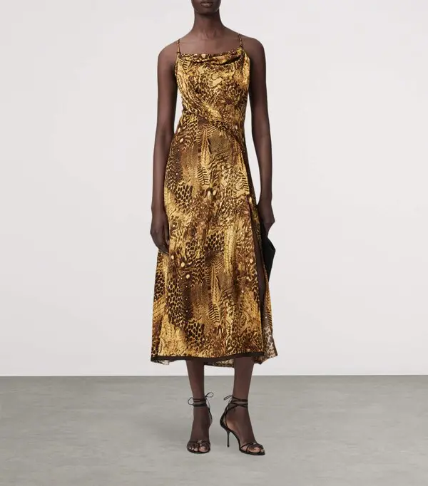 ALLSAINTS Animal Print Claire Midi Dress
