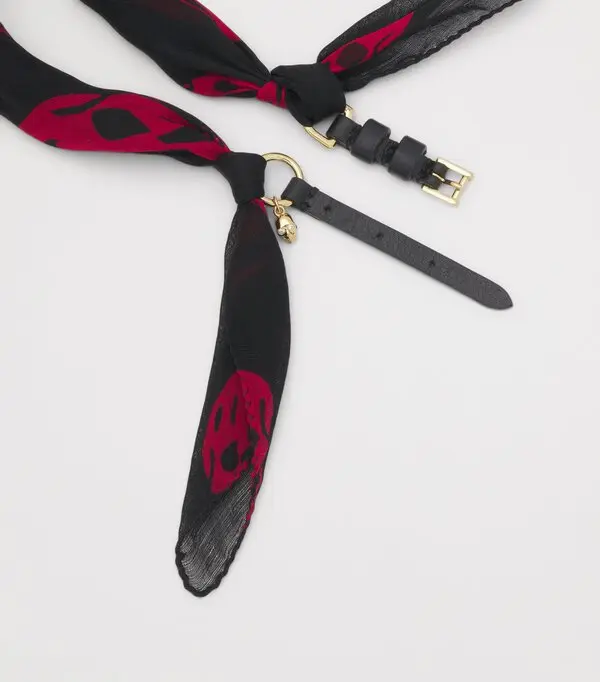 Alexander McQueen Silk Skull Scarf Bracelet With Leather Strap