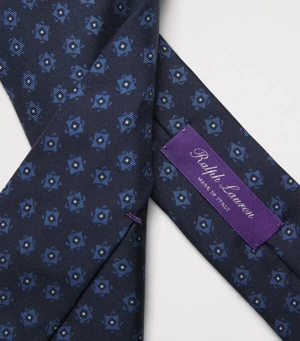 Ralph Lauren Purple Label Mulberry Printed Silk Tie - Navy