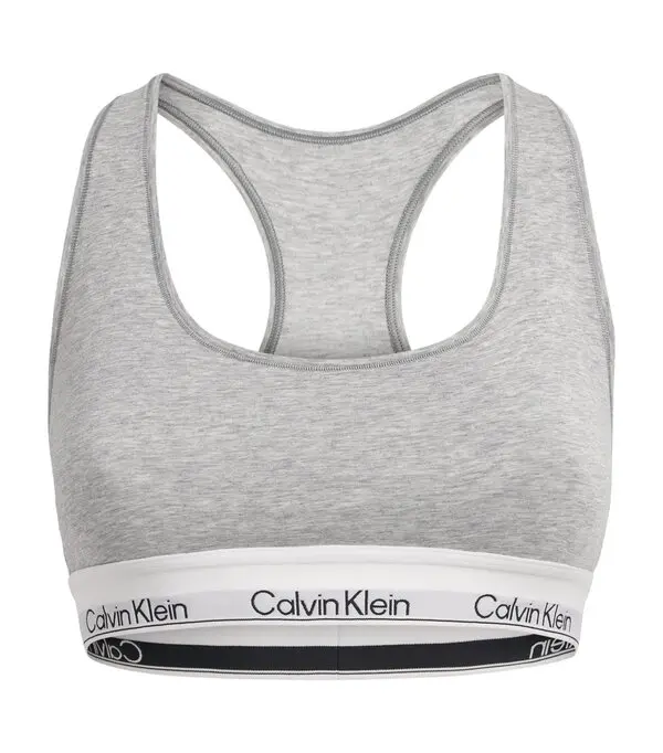 Calvin Klein Cotton-blend Icon Unlined Bralette - Grey