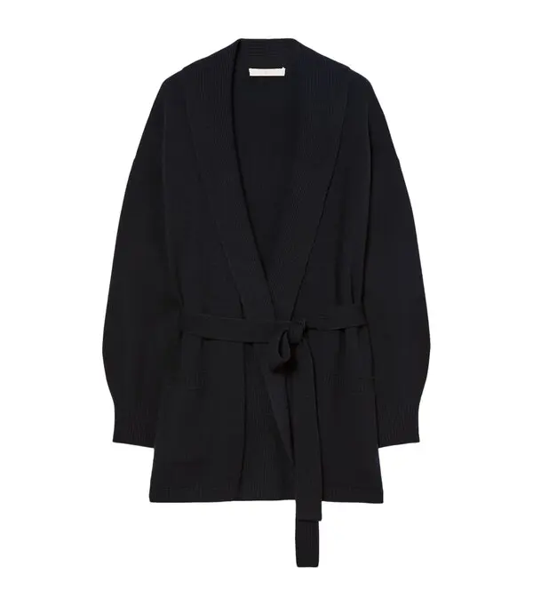 Marina Rinaldi Cashmere Tie-belt Cardigan - Navy