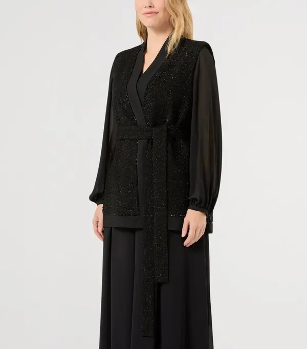 Marina Rinaldi Sparkling Tie-detailed Gilet