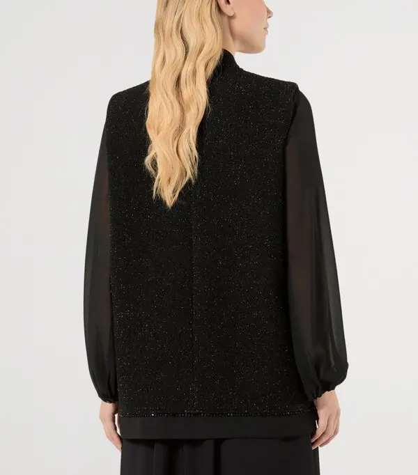 Marina Rinaldi Sparkling Tie-detailed Gilet