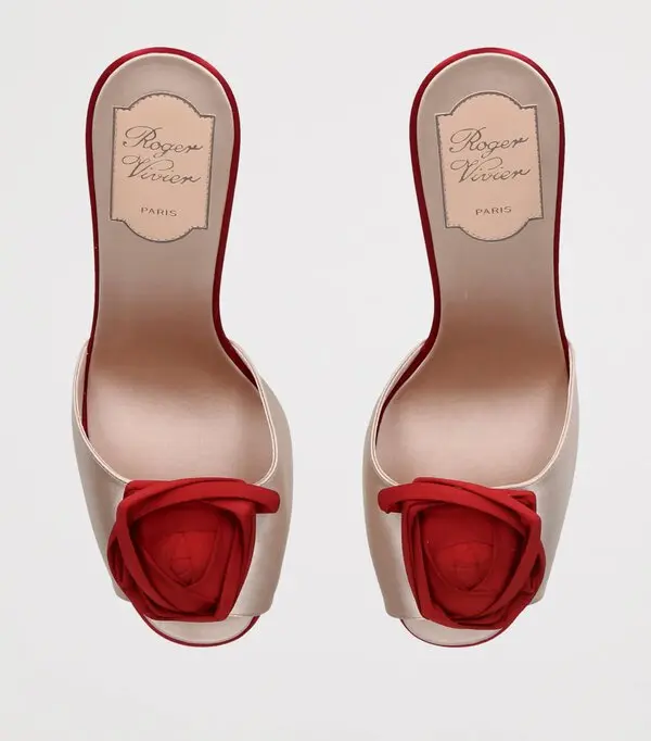 ROGER VIVIER Suede Rose Mules 85