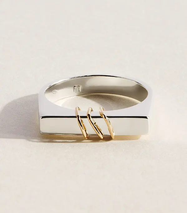 FYR Sterling And Yellow Gold Blaze Ring - Silver
