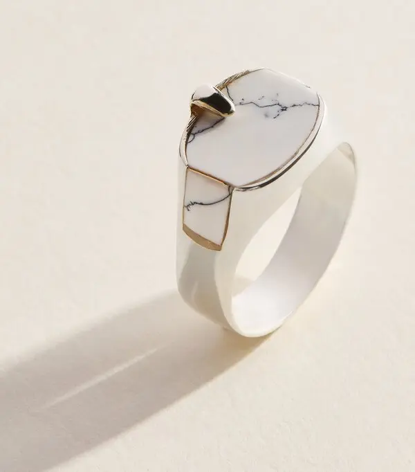 FYR Sterling And Howlite Signet Ring