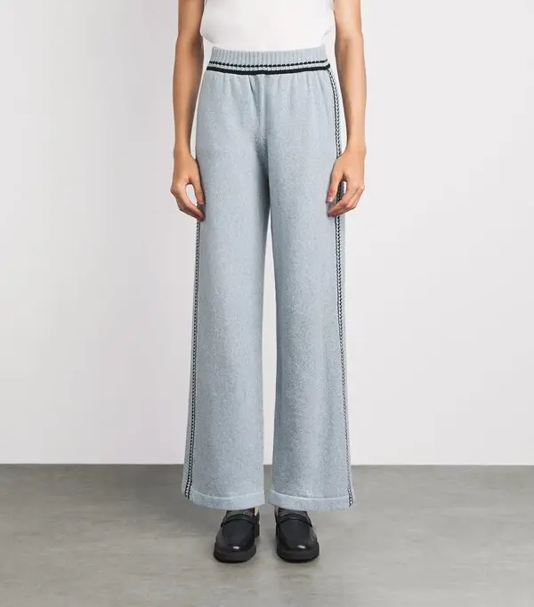 BARRIE Mottled Cashmere Wide-leg Trousers