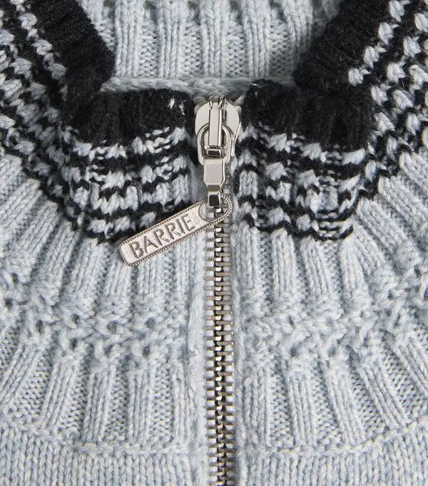 BARRIE Mottled Cashmere Zip-up Cardigan