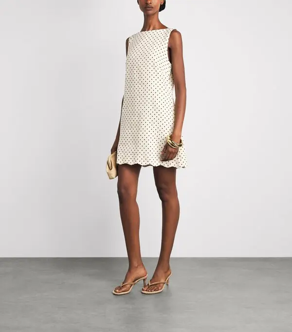 Faithfull The Brand Linen Polka-dot Mini Dress - White
