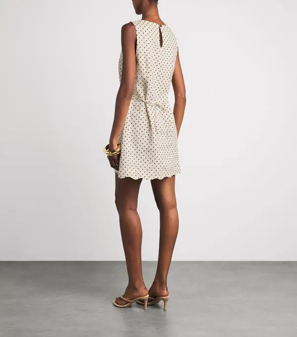 Faithfull The Brand Linen Polka-dot Mini Dress - White