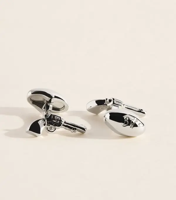 BABETTE WASSERMAN LONDON Rhodium-plated Pistol Cufflinks - Silver