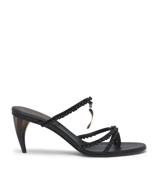 Alexander McQueen Beaded Rosa Heeled Sandals 70 - Black