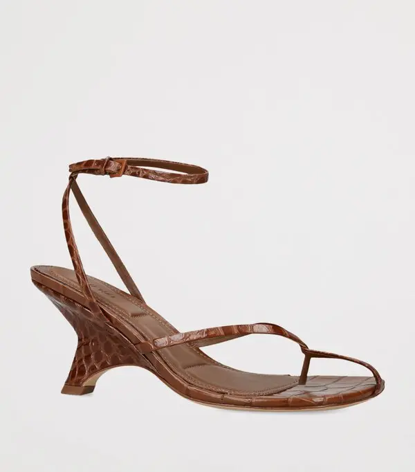 Simkhai Croc-embossed Leather Kelsey Heeled Sandals 75