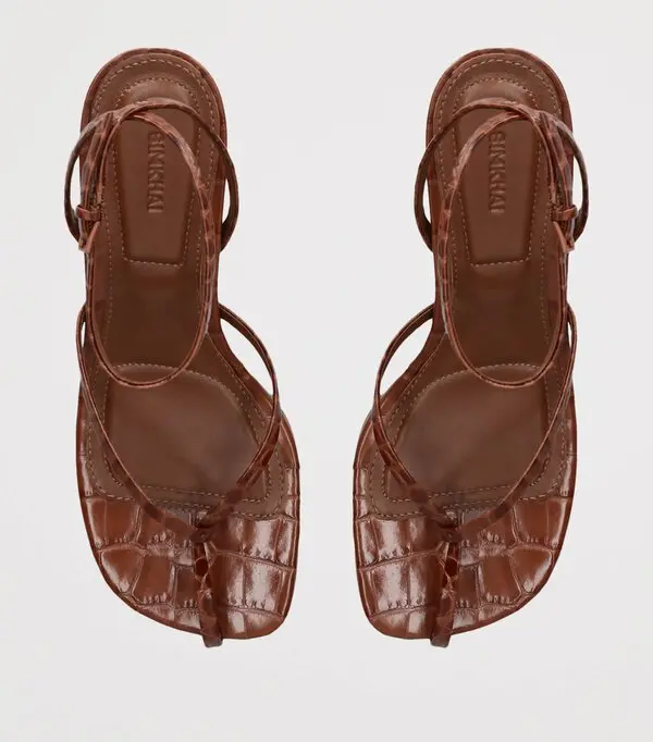 Simkhai Croc-embossed Leather Kelsey Heeled Sandals 75