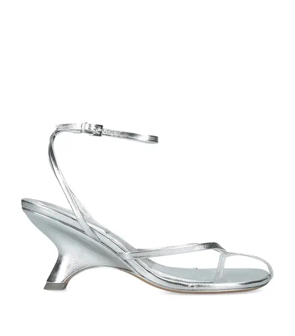 Simkhai Metallic Leather Kelsey Heeled Sandals 75 - Silver