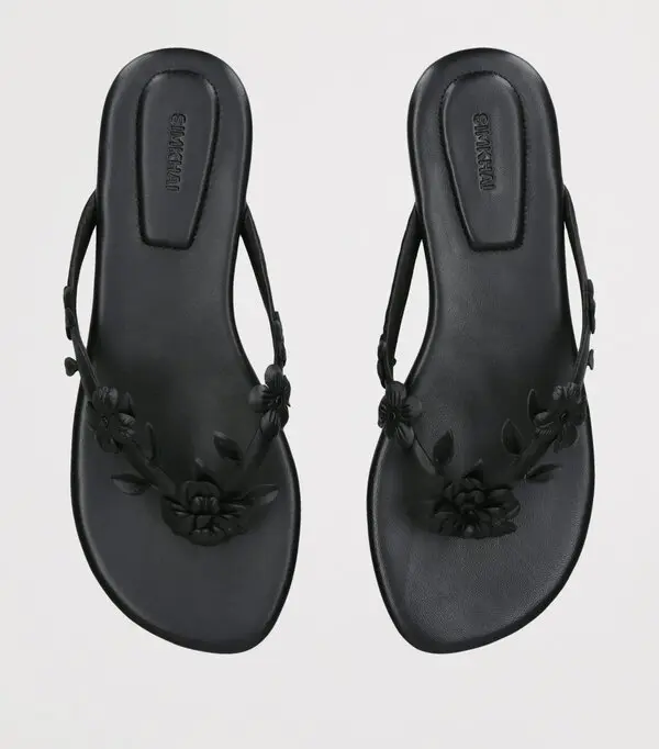 Simkhai Leather Floral Willow Flip Flops