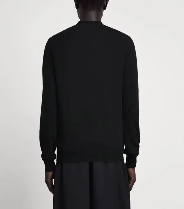 Play Comme Des Garcon Wool Rhinestone Heart Cardigan - Black