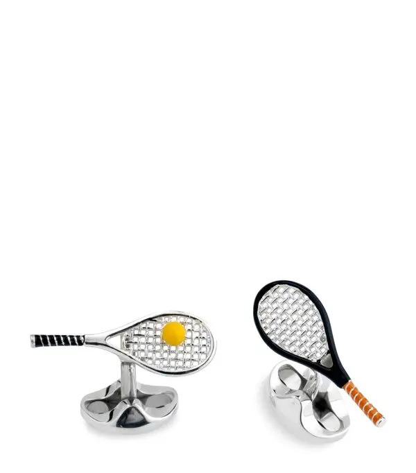 DEAKIN & FRANCIS Sterling Silver Tennis Racket Cufflinks - Black
