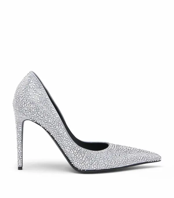 Alexander McQueen Crystal-embellished Skull Pumps 105 - Silver