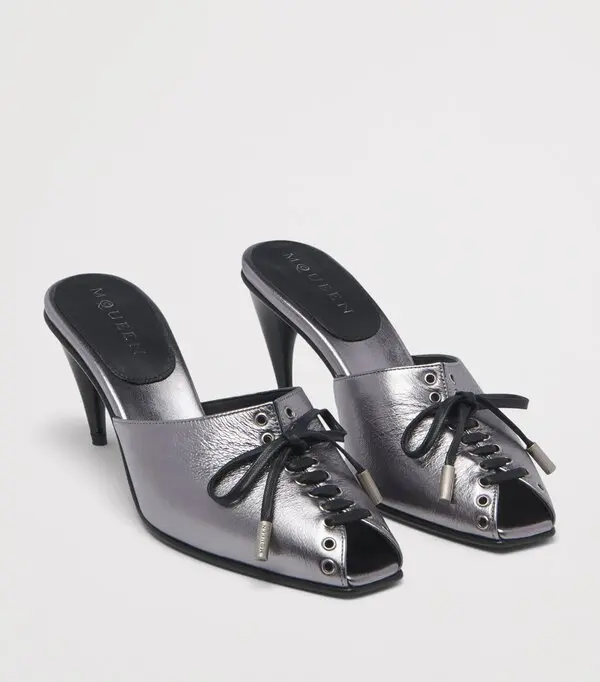 Alexander McQueen Leather Lexie Heeled Mules 70