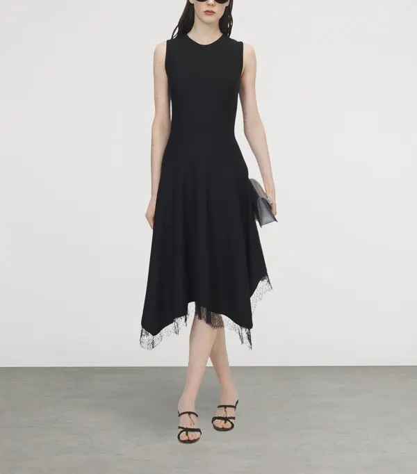 Alexander McQueen Sleeveless Lace-trimmed Midi Dress - Black