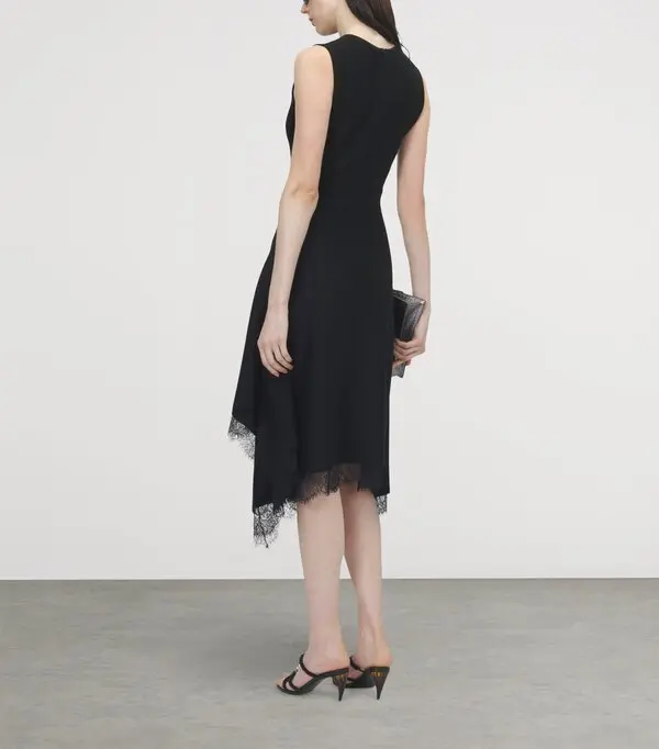 Alexander McQueen Sleeveless Lace-trimmed Midi Dress - Black