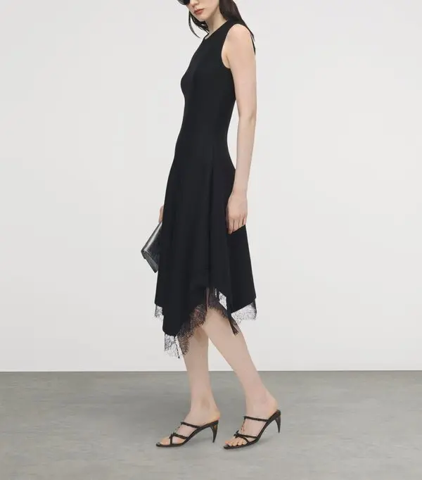 Alexander McQueen Sleeveless Lace-trimmed Midi Dress - Black