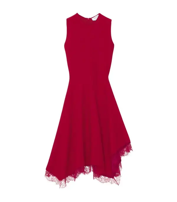 Alexander McQueen Lace-hem Sleeveless Midi Dress - Red