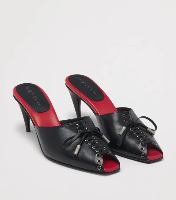 Alexander McQueen Leather Lexie Heeled Mules 70