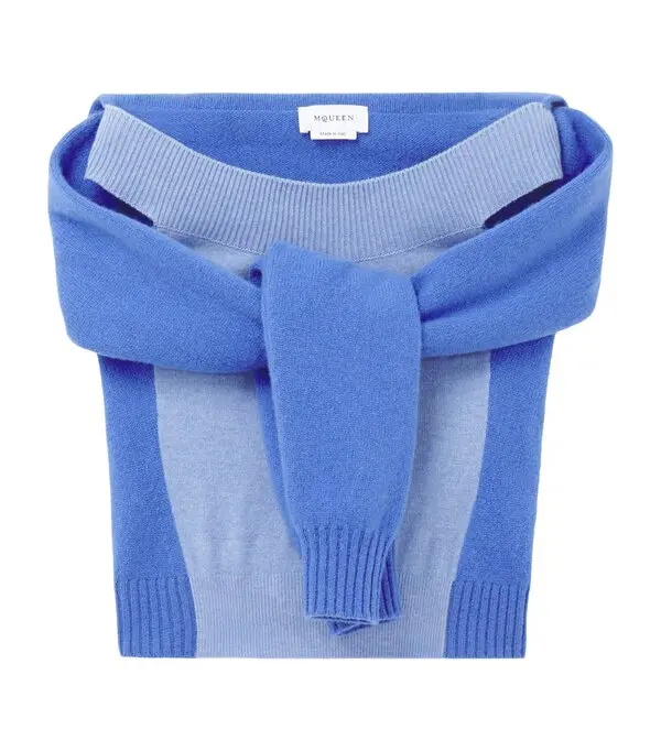 Alexander McQueen Wool Layered Boat-neck Sweater - Blue