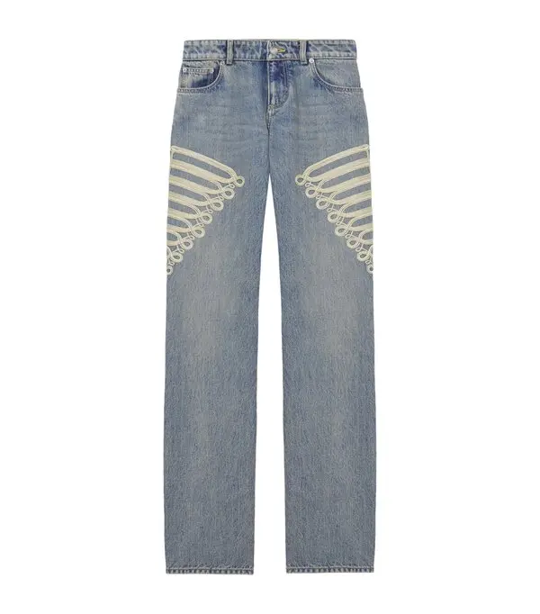 Alexander McQueen Metallic-frogging Straight Jeans